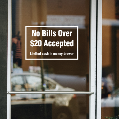 Window Decal (No Bills Over $20) | Jason's Deli Online Store